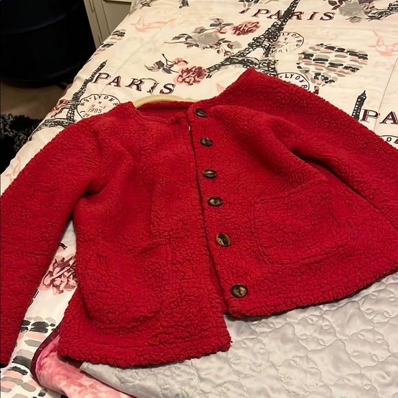 Temu | Sweaters | Vibrant Red Puffer Jacket | Poshmark
